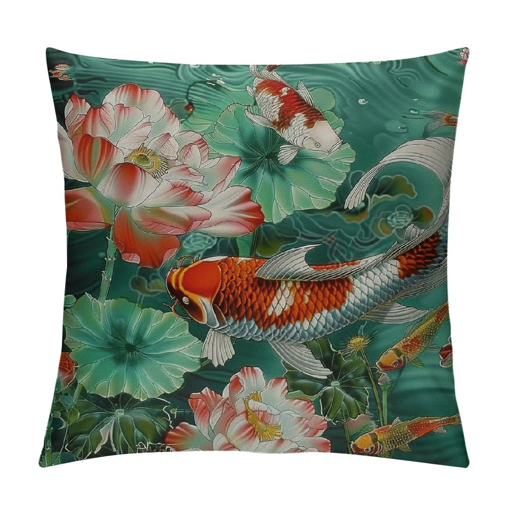 ONETECH Spring Pillow Covers Fish Modern Watercolors Funny Lotus Leaf ...