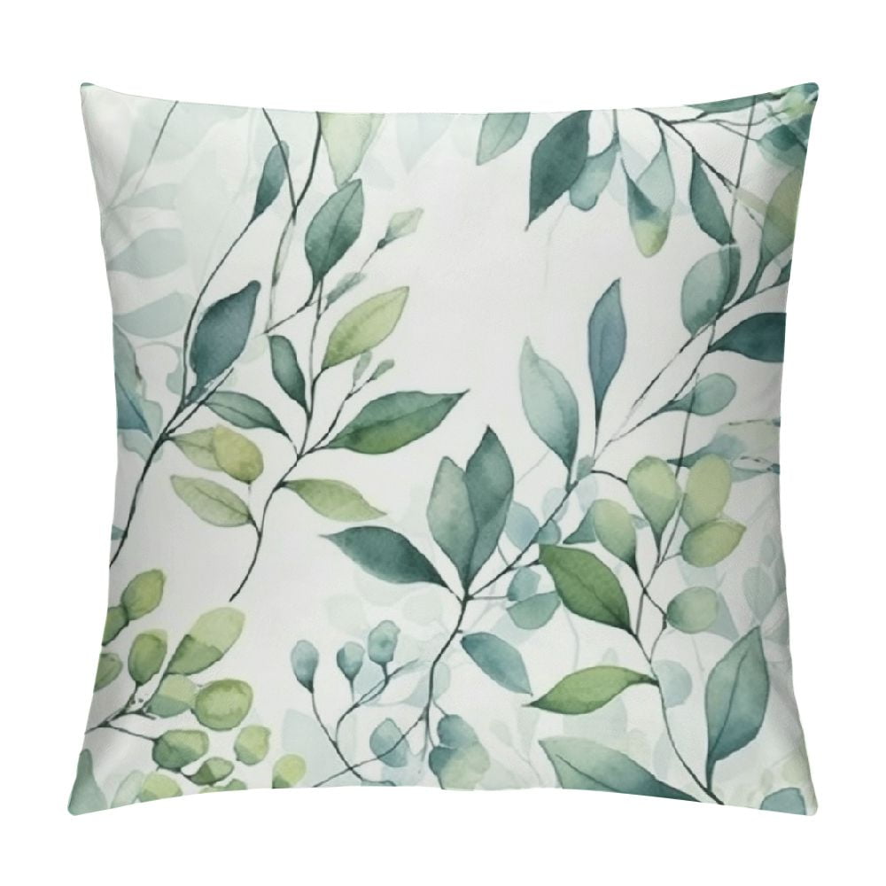 FUMJ Spring Sage Green Leaf Pillow Covers Eucalyptus Floral Watercolor ...