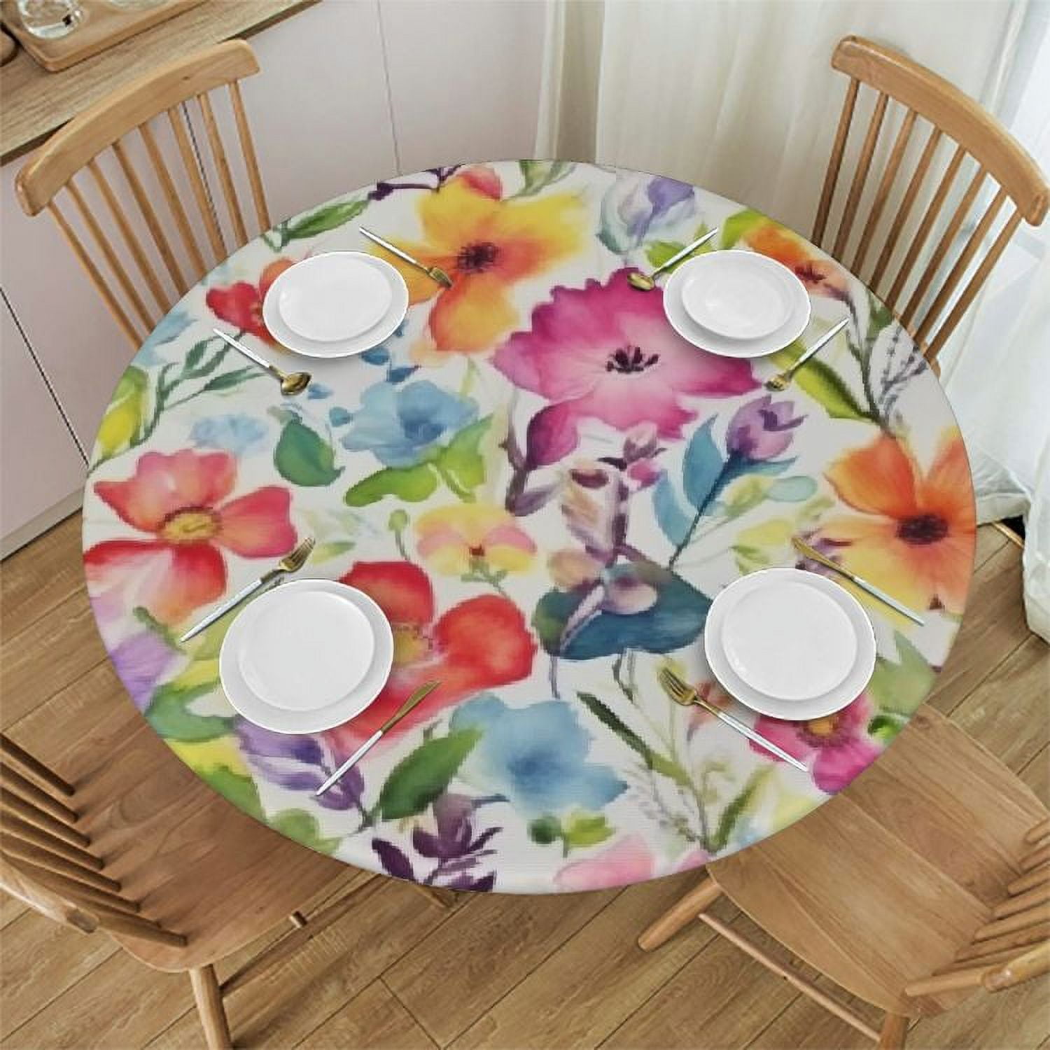 ONETECH Spring Summer Floral Round Tablecloth Flower Table Clothes ...