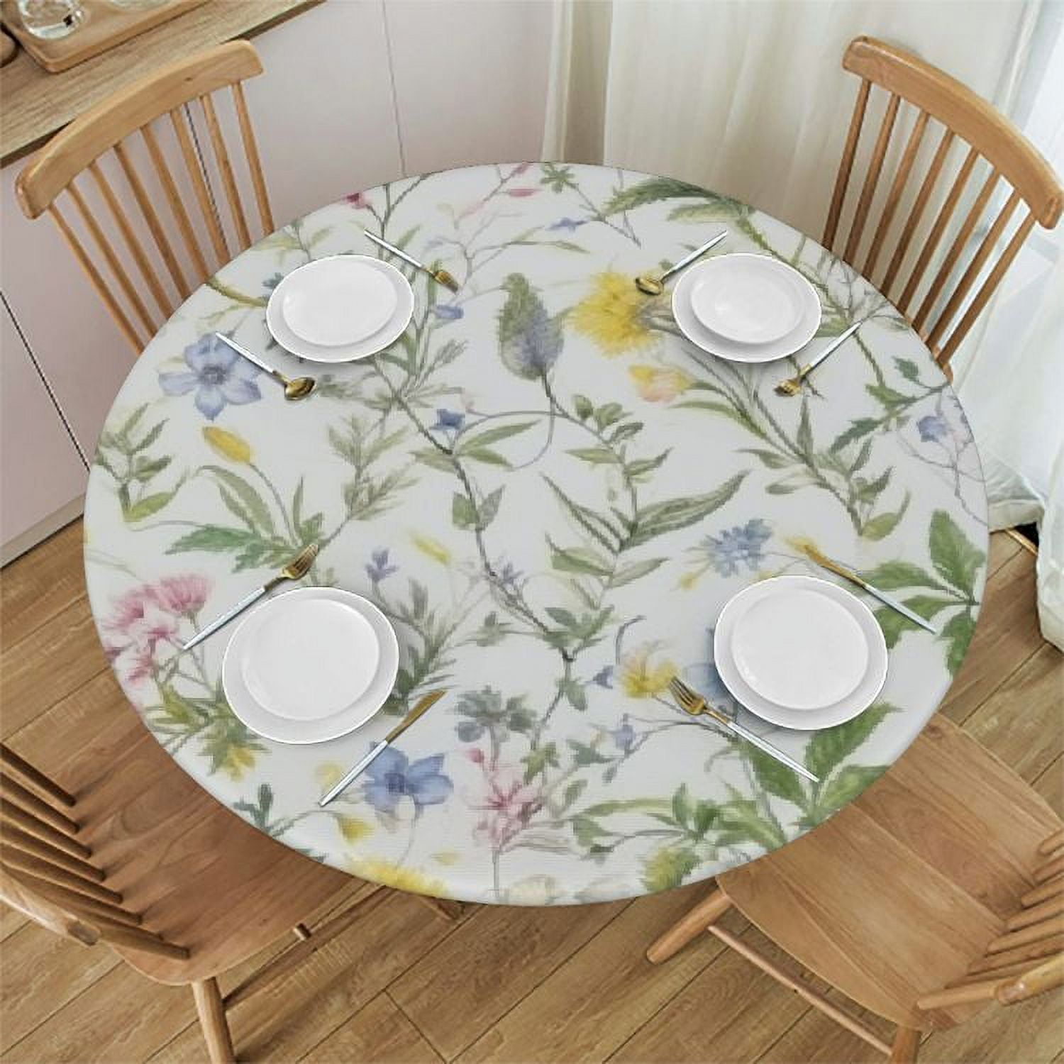 ONETECH Spring Summer Floral Table Cloth Flower Round Tablecloth ...