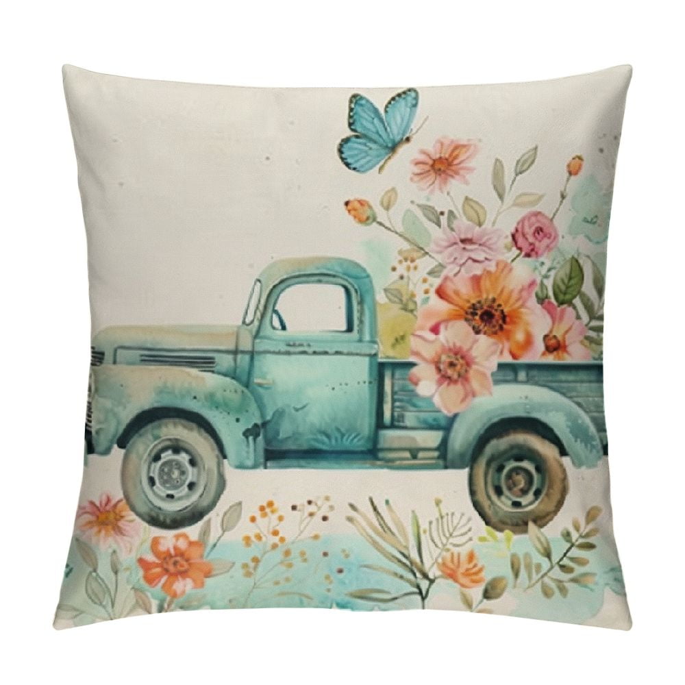 ONETECH Spring Throw Pillow Covers Hello Spring Truck Bicycle Floral ...