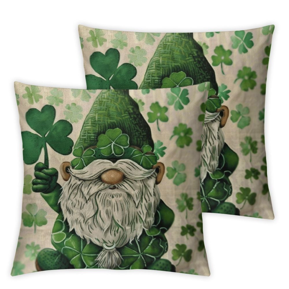 ONETECH St Patricks Day Pillow Covers Gnome Shamrocks Welcome Green ...