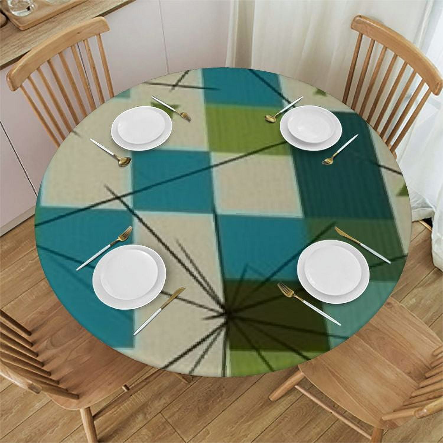 ONETECH Stain Resistant Dust-Proof Round Table Cover - Abstract Mid ...