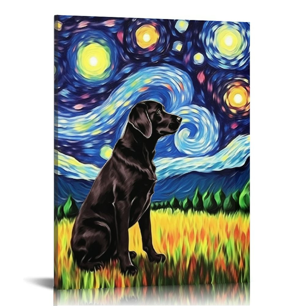 ONETECH Starry Night Styled Black Labrador Dog Animals Lover Family ...