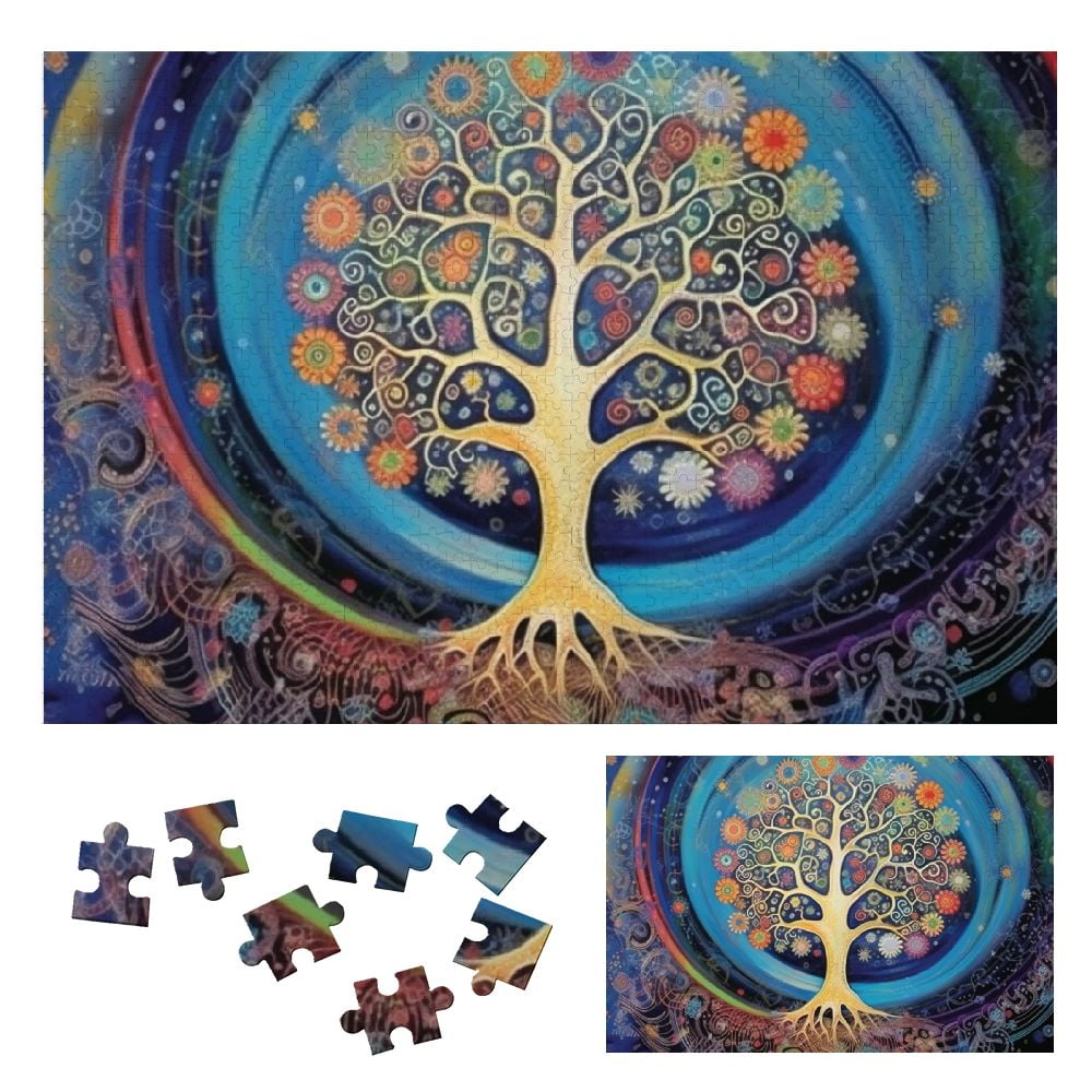 ONETECH Stars Circles Organic Painting Wooden Jigsaw Puzzle for Adults ...