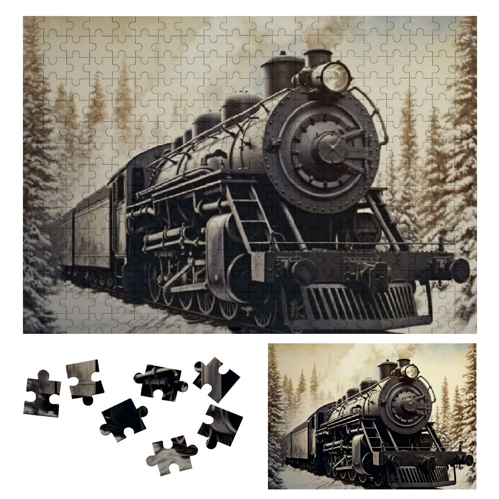 ONETECH Steam Engine Train Wooden Jigsaw Puzzle Challenging Difficult ...