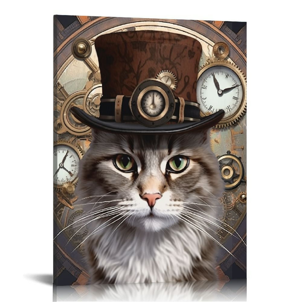 ONETECH Steampunk Cat Wall Art & Decor - Steampunk Accessories - Gothic ...