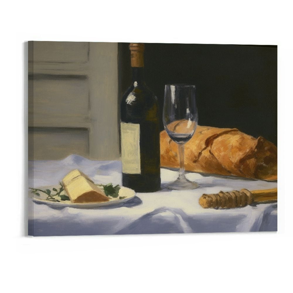 ONETECH Still Life with Bottle Carafe Bread & Wine by Claude Monet ...