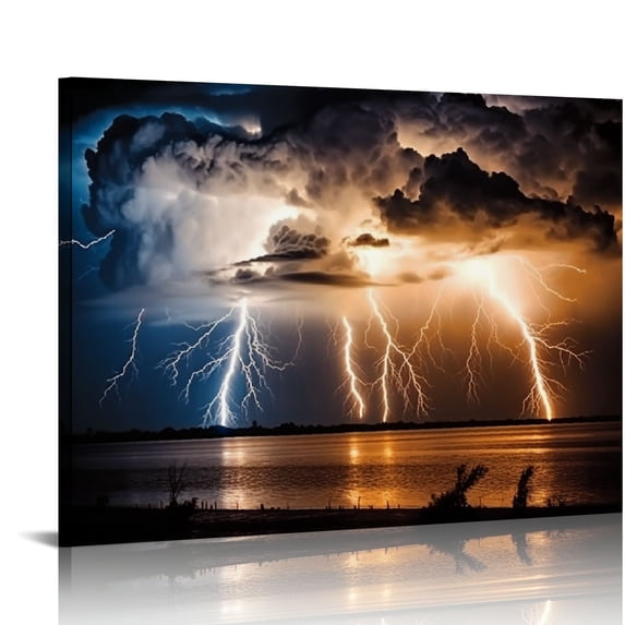 ONETECH Storm Lightning Extreme Weather Poster Canvas Painting Wall Art ...