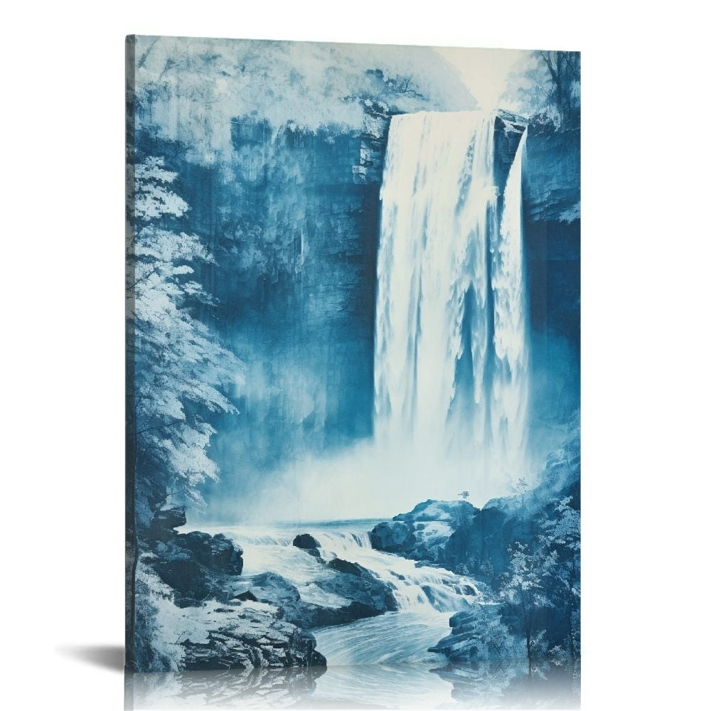 ONETECH Stream Waterfall Landscape Poster Wall Art Canvas Print Home ...