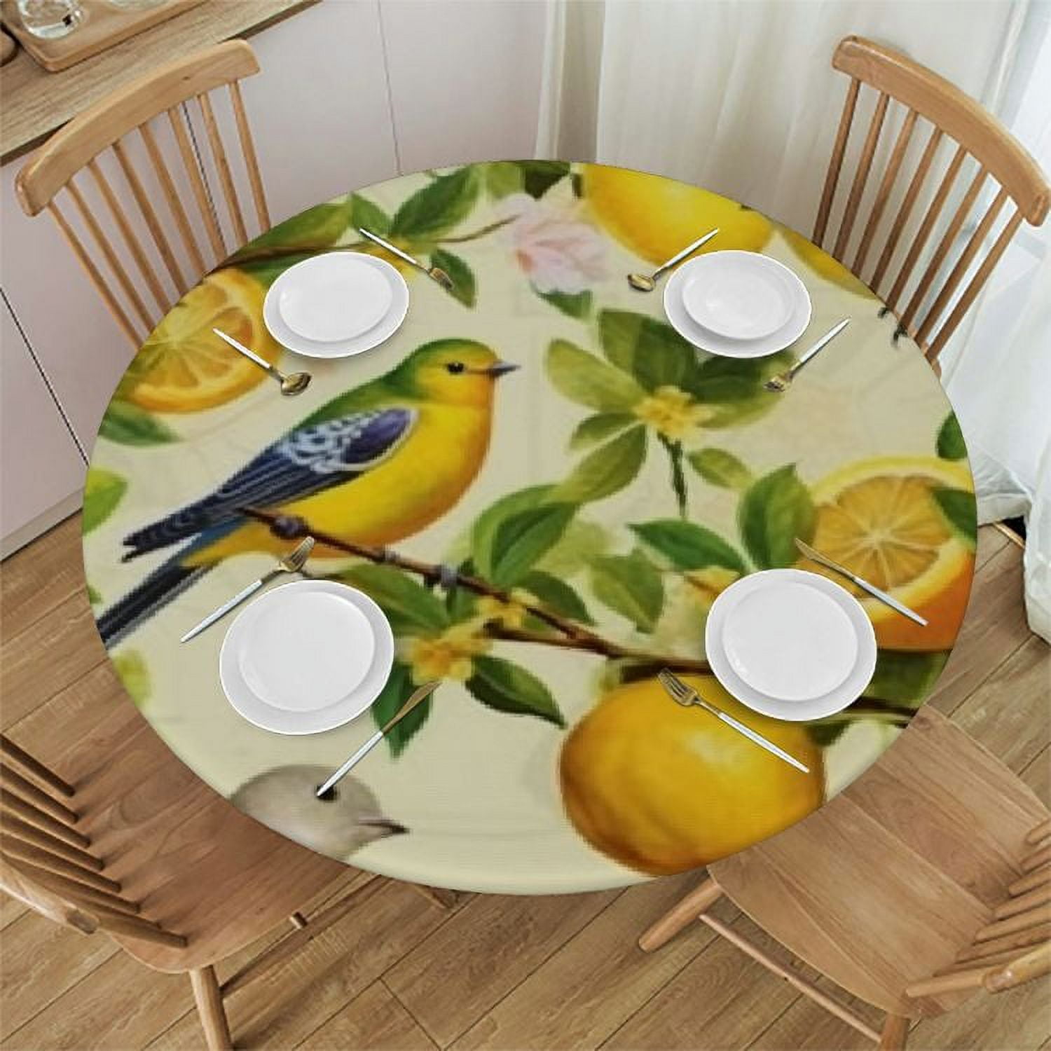 FUMJ Summer Lemon Round Tablecloth Washable Table Cloth for Decorative ...