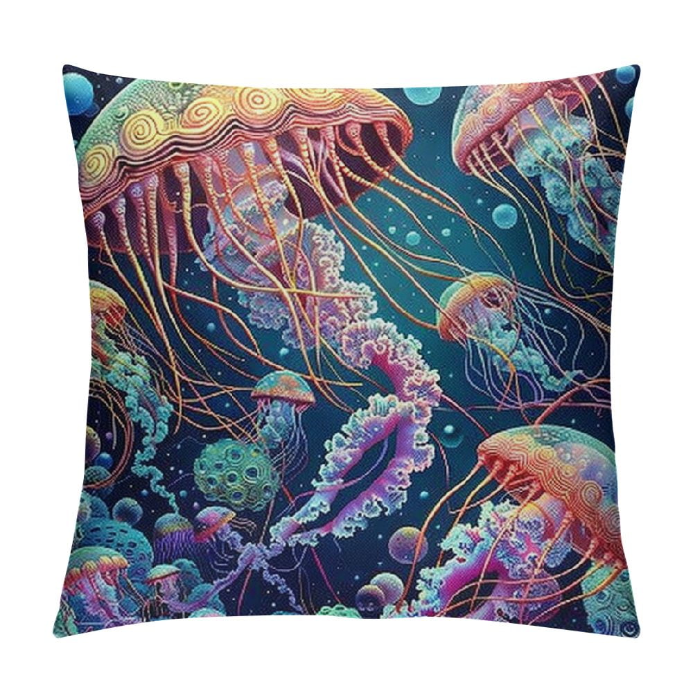 ONETECH Summer Ocean Theme Pillow Covers Beach House Decor Jellyfish ...
