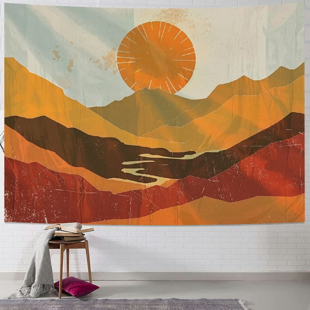 ONETECH Sun Tapestry Vintage Tapestry Mountain Wall Hanging Landscape ...