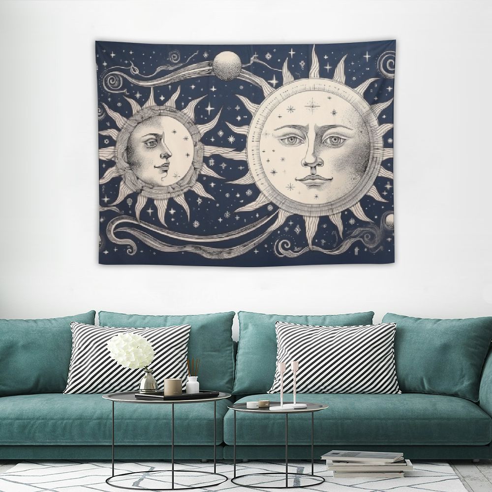 ONETECH Sun and Moon Tapestry Mystic Burning Sun Tapestries Blue ...