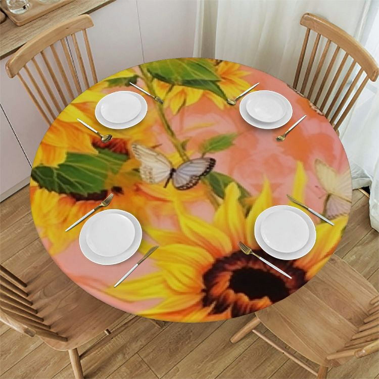 ONETECH Sunflower Round Table cover for Indoor and Outdoor, Waterproof ...