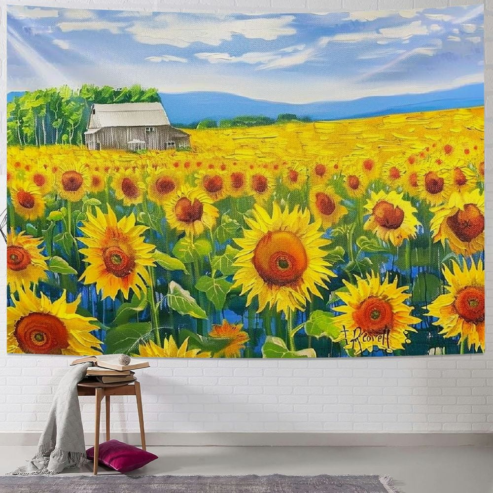 Onetech Sunflowers Tapestry Summer Sunflower Field Backdrop Wildflowers