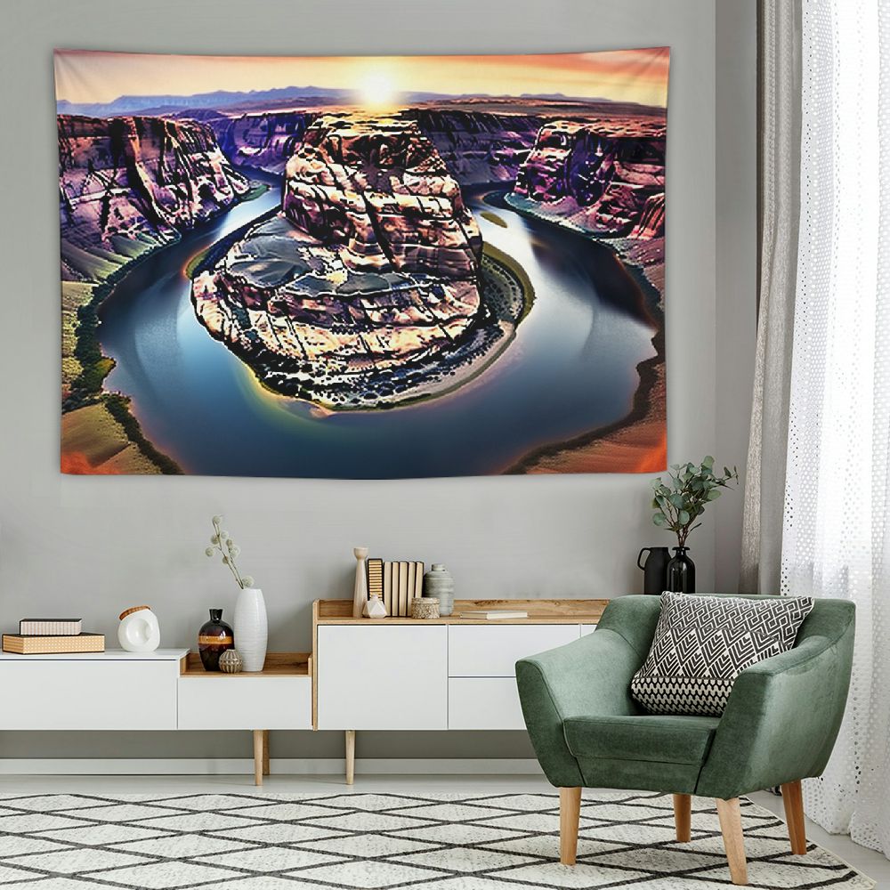 ONETECH Sunset Landscape USA Tapestry Wall Hanging Aesthetic Tapestry ...