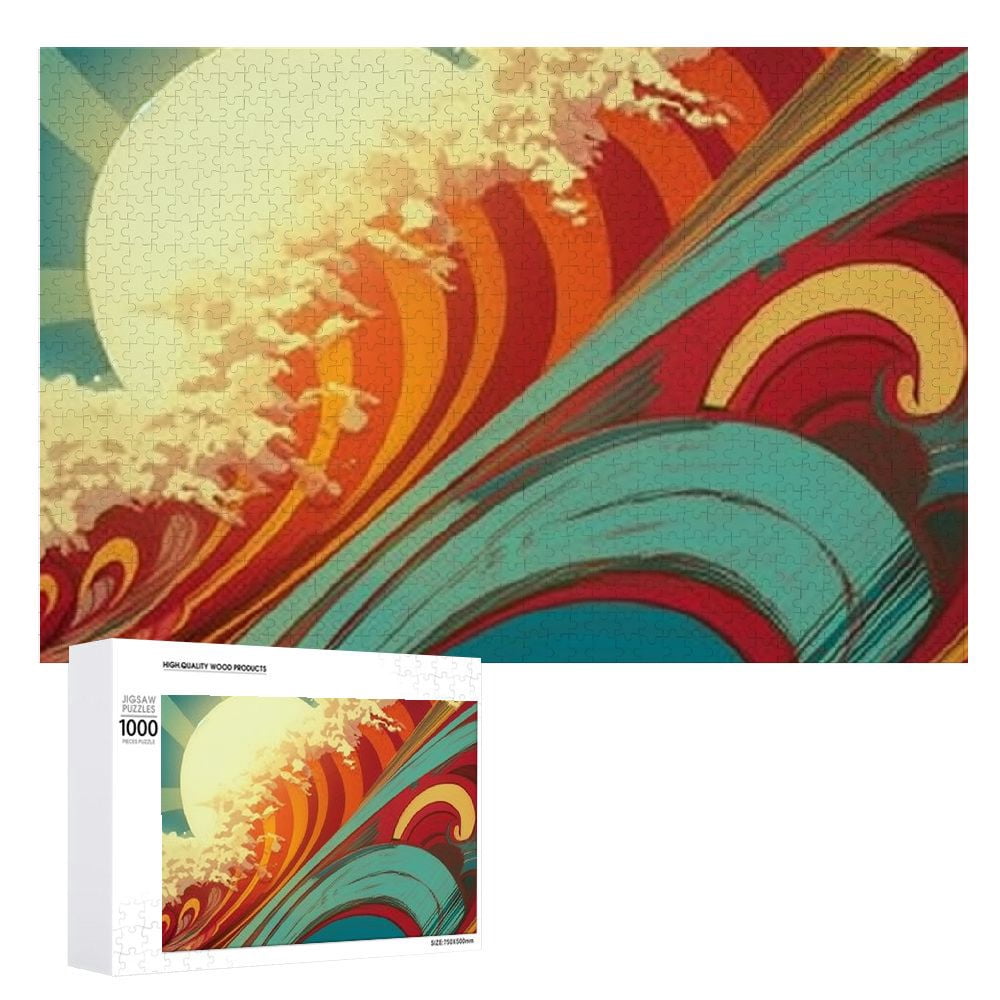 ONETECH Surfboard Wave Sun Rays Wooden Puzzle for Adults and Kids ...