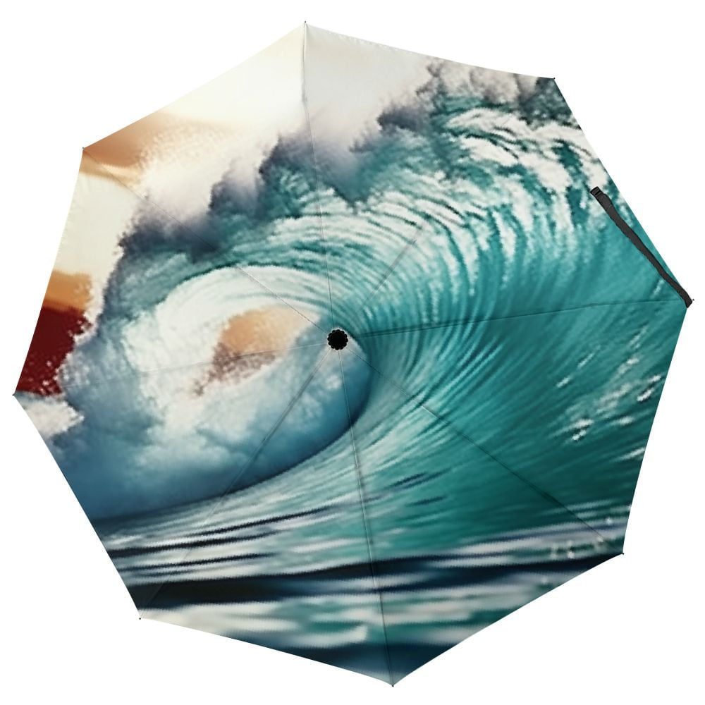 ONETECH Surfer Surfboard Wave Three-Fold Travel Umbrella Automatic Open ...