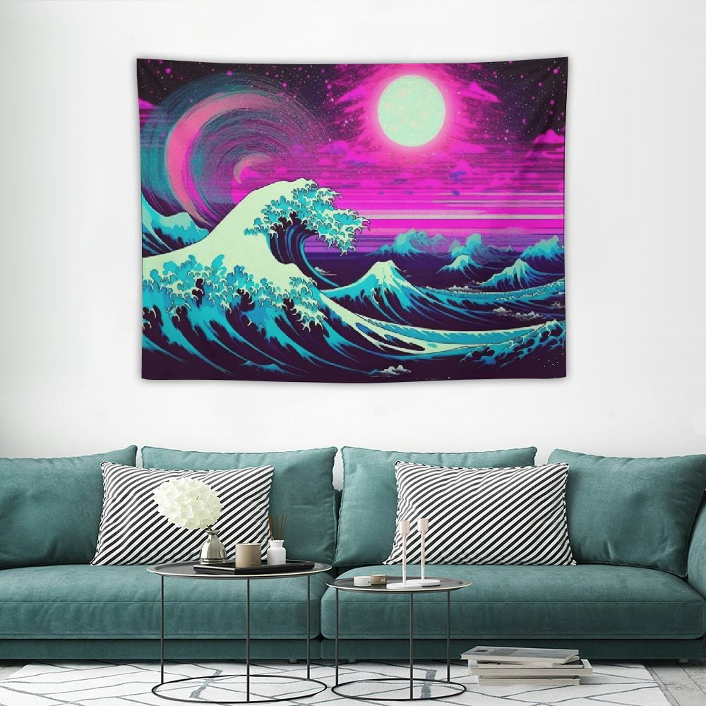 ONETECH Tapestry for Bedroom UV Reactive Ocean Great Wave Tapestries ...