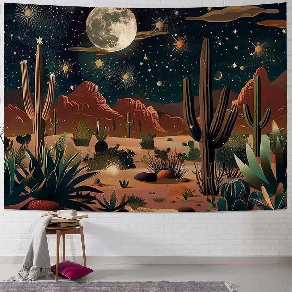 ONETECH Tapestry Moon Desert Cactus Starry Night Nature Landscape ...