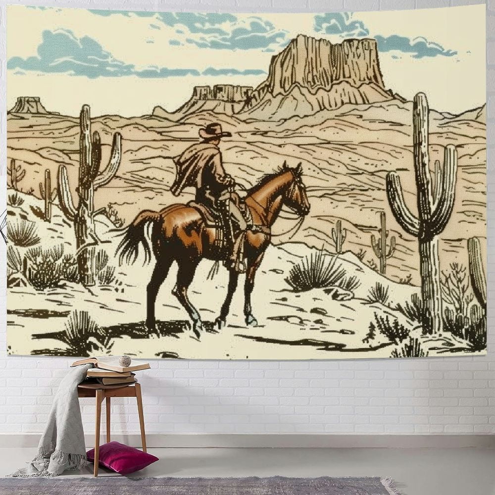 ONETECH Tapestry Ranch Wild West Desert Sketch Western Landscape Home ...