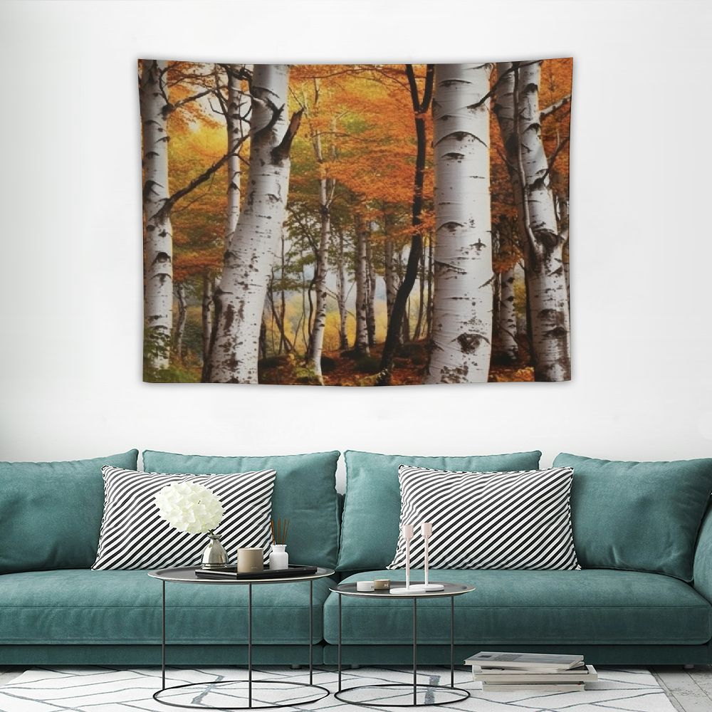 FUMJ Tapestry Red Aspen Flora White Fall Birch Trees Autumn Leaves ...