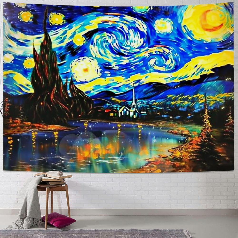 ONETECH Tapestry Starry Night Tapestries Trippy Mountain Forest ...