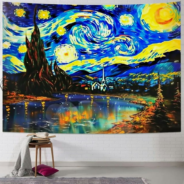 ONETECH Tapestry Starry Night Tapestries Trippy Mountain Forest ...