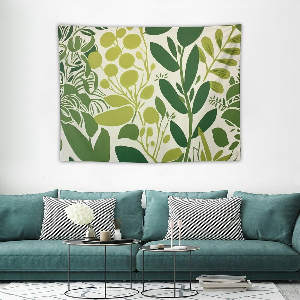 ONETECH Tapestry Wall Hanging, Summer Green Leaves and Birds Four Leaf ...