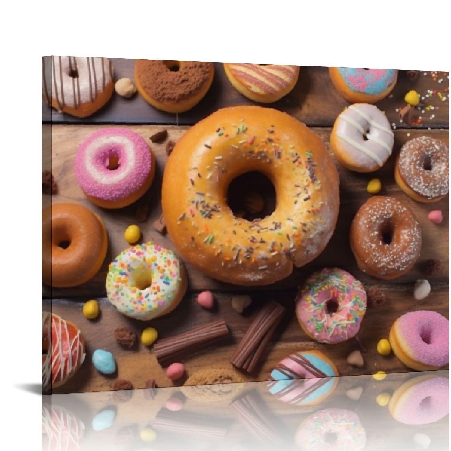 ONETECH Tasty Cake Donuts and Macarons Kitchen Canvas Wall Art Print ...