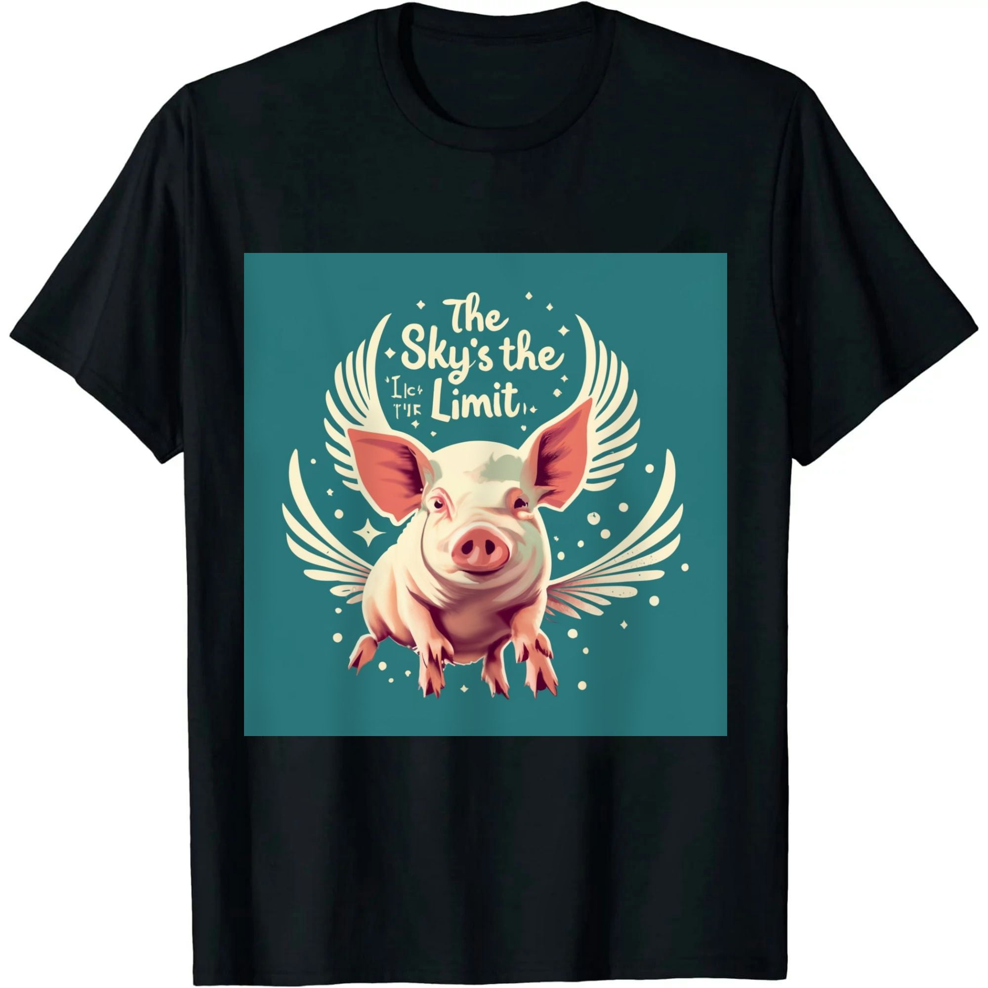 ONETECH The Sky's the Limit Flying Pig Motivational Lucky Gift T-Shirt - Walmart.com