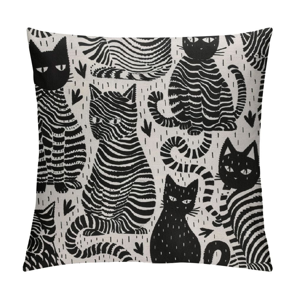 ONETECH Throw Pillow Cover, Cat Pillow Cover, Abstract Kitten with Cute ...