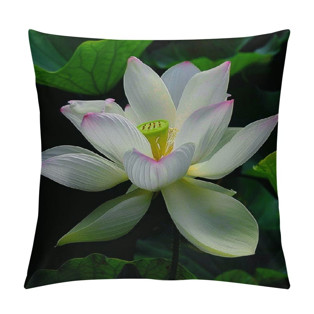 ONETECH Throw Pillow Cover Lotus Flowers Watercolor Summer Floral ...