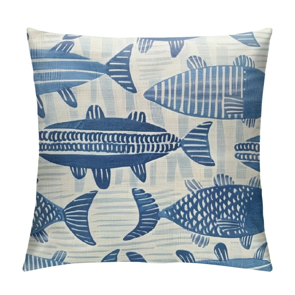 ONETECH Throw Pillow Cover，Watercolor Fish Square Throw Pillow Cases ...