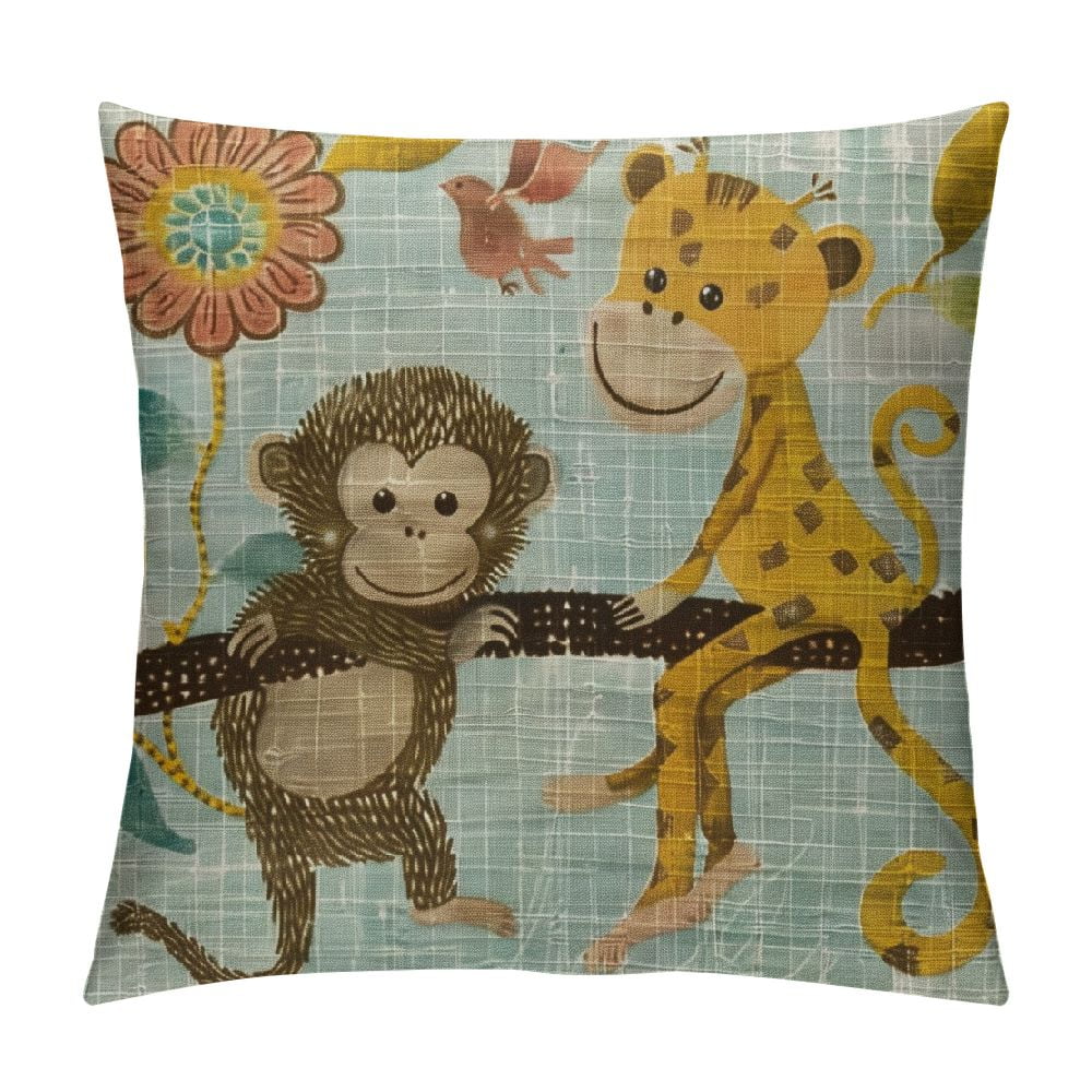 ONETECH Throw Pillow Covers For Couch Cute Jungle Animal Bed Or Sofa ...