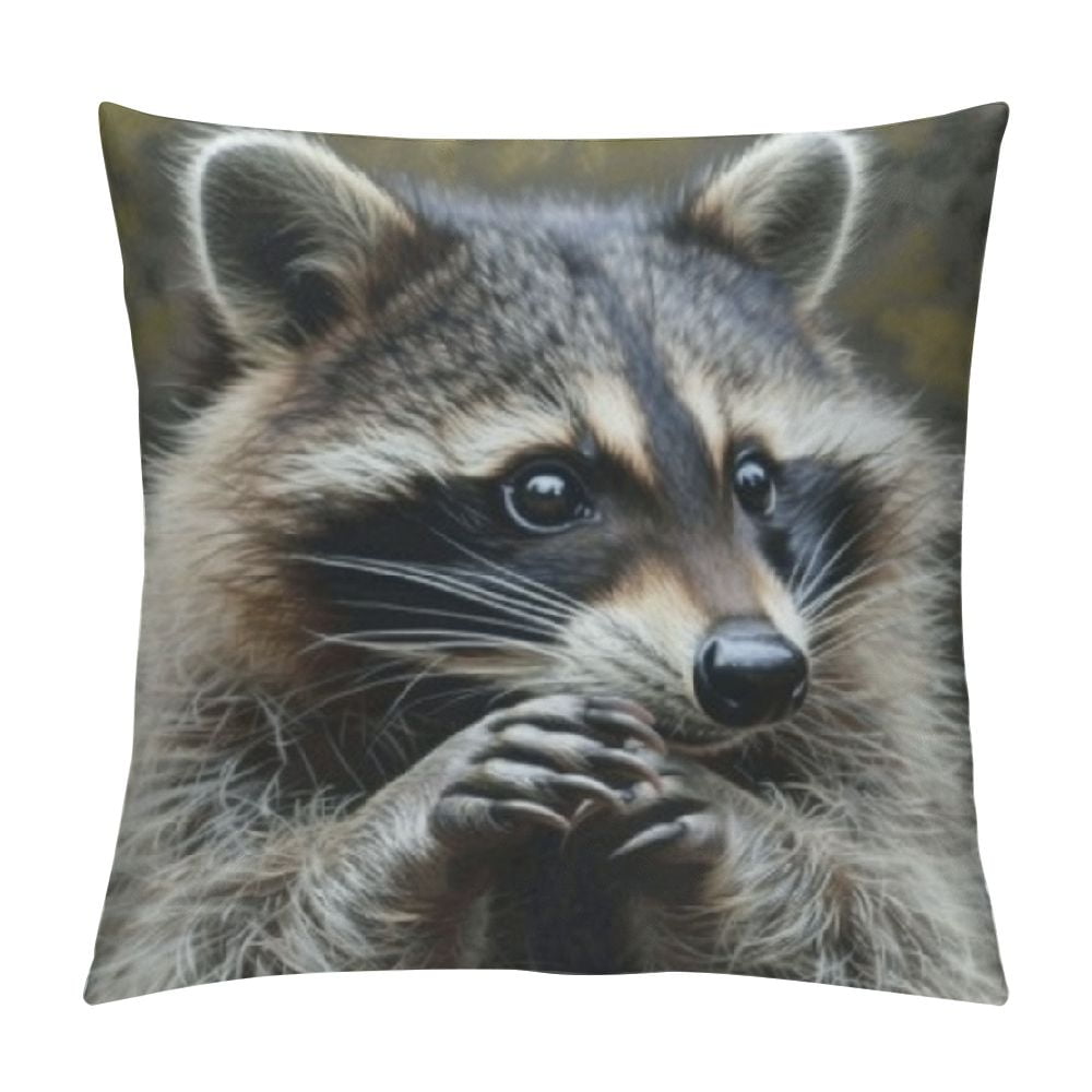 ONETECH Throw Pillow Covers Square Pillowcases Covers Raccoon Soft ...