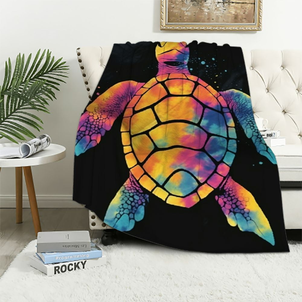ONETECH Tie Dye Sea Turtle Blanket,Soft Plush Throw Blanket Super Fuzzy ...