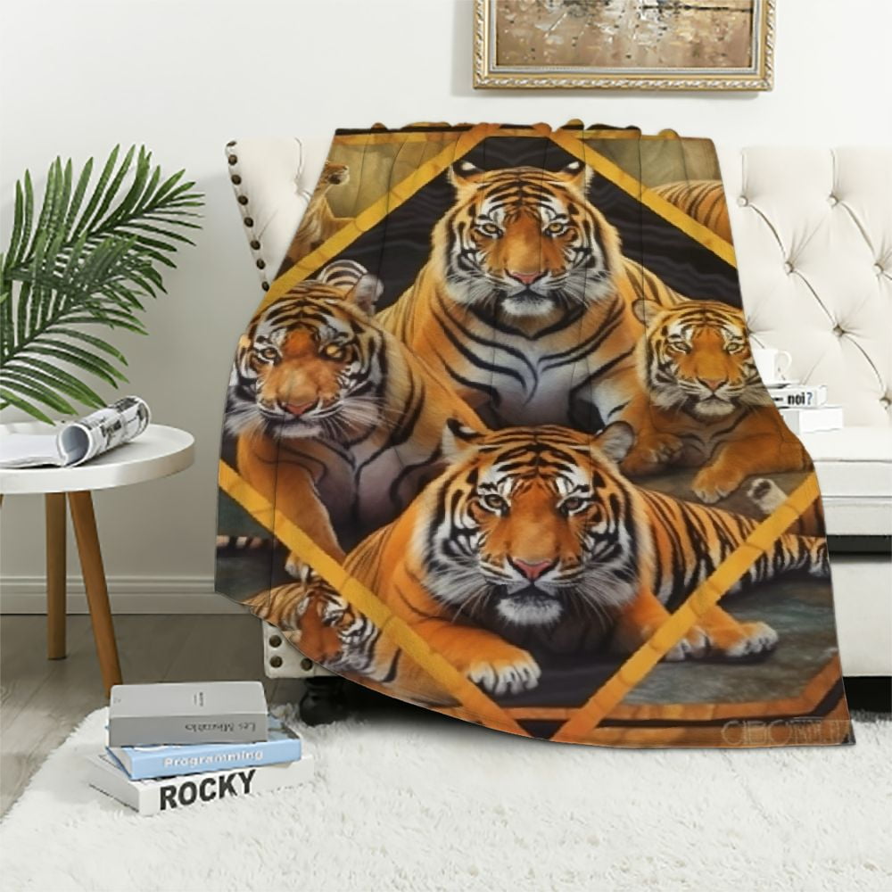 ONETECH Tiger Blanket Cool Tiger Throw Blanket Plush Flannel Animal ...