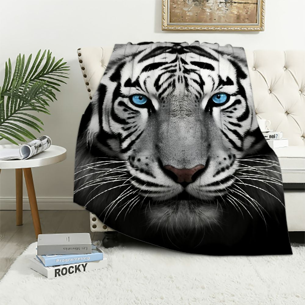 ONETECH Tiger Throw Blanket White Tiger Sherpa Blanket Throw for Kids ...