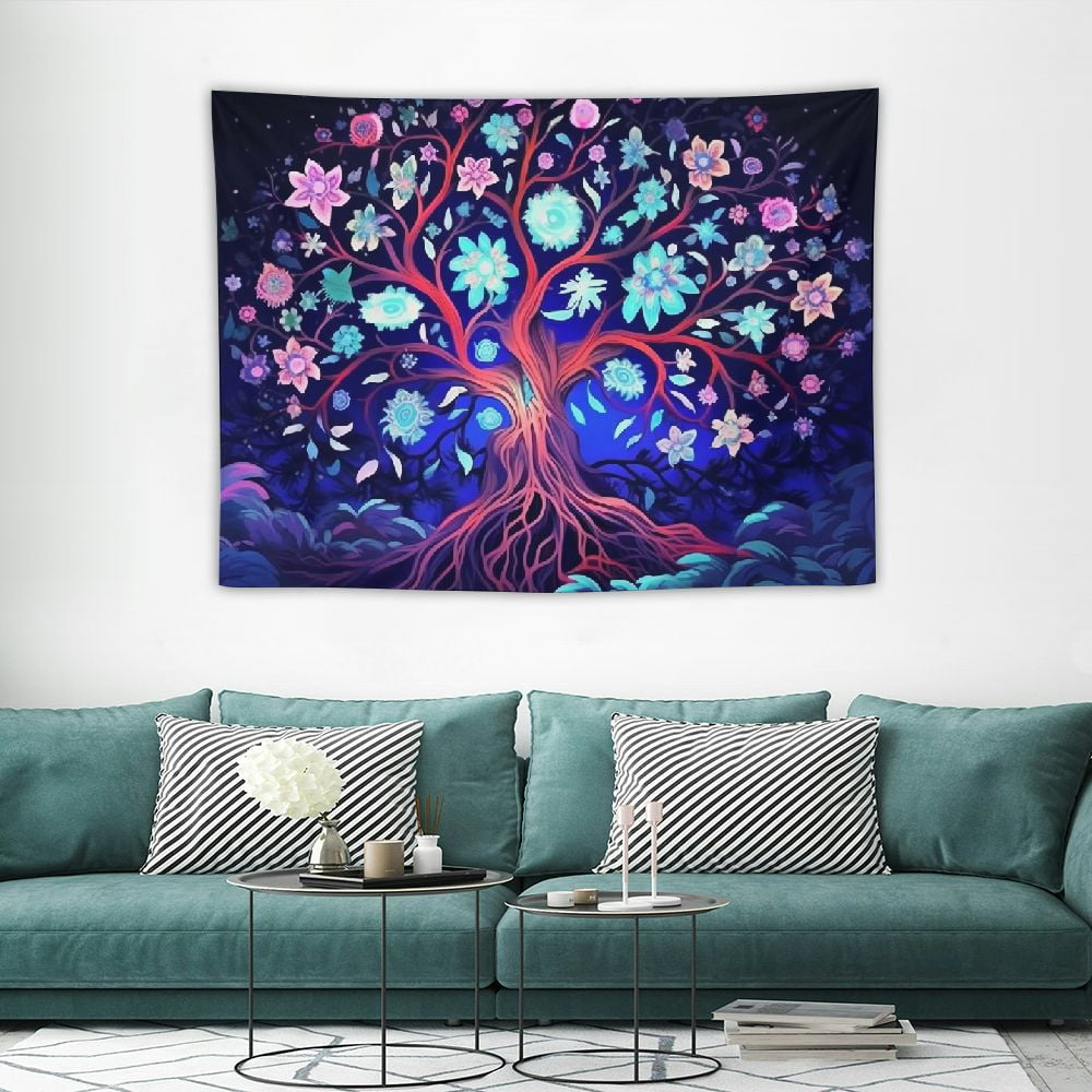 ONETECH Tree of Life Tapestry, Fantastic FLowers Tapestry Glow In The ...