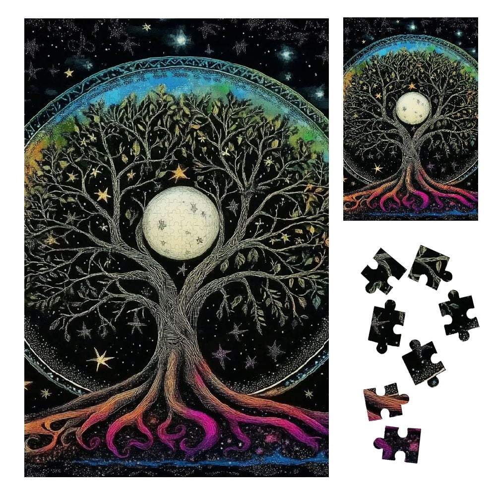 ONETECH Tree of Life Moon Stars Wooden Jigsaw Puzzle Vertical ...