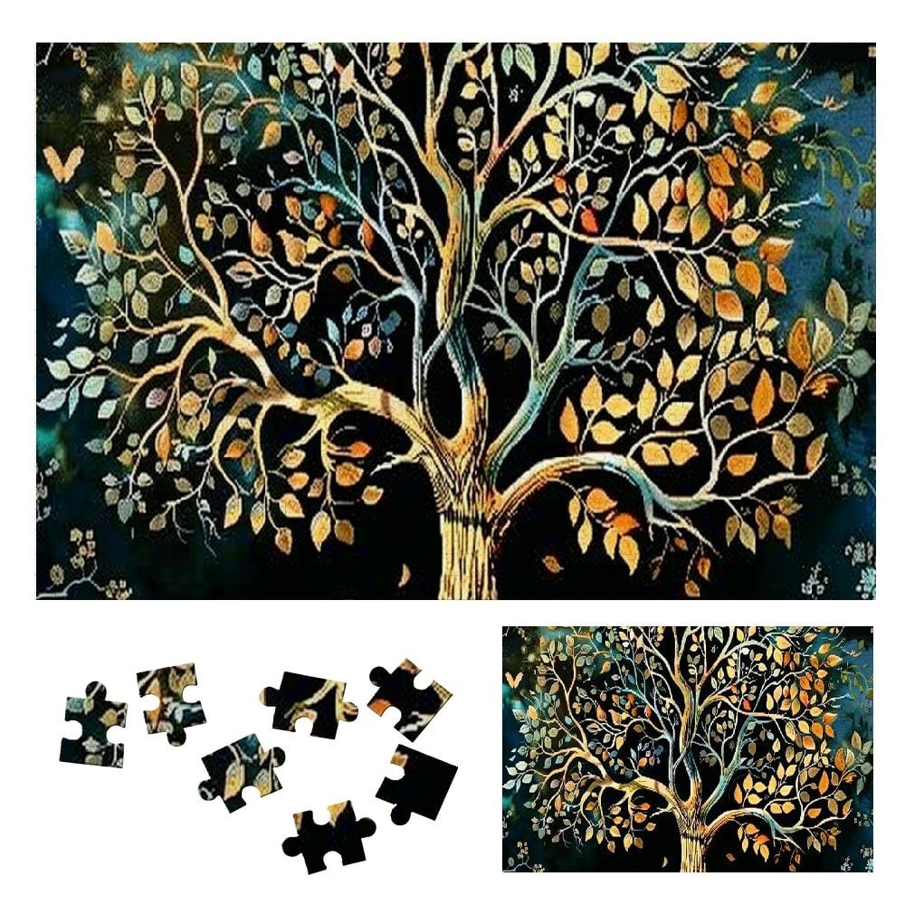 ONETECH Tree of Life Retro Flower Leaves Wooden Jigsaw Puzzle ...