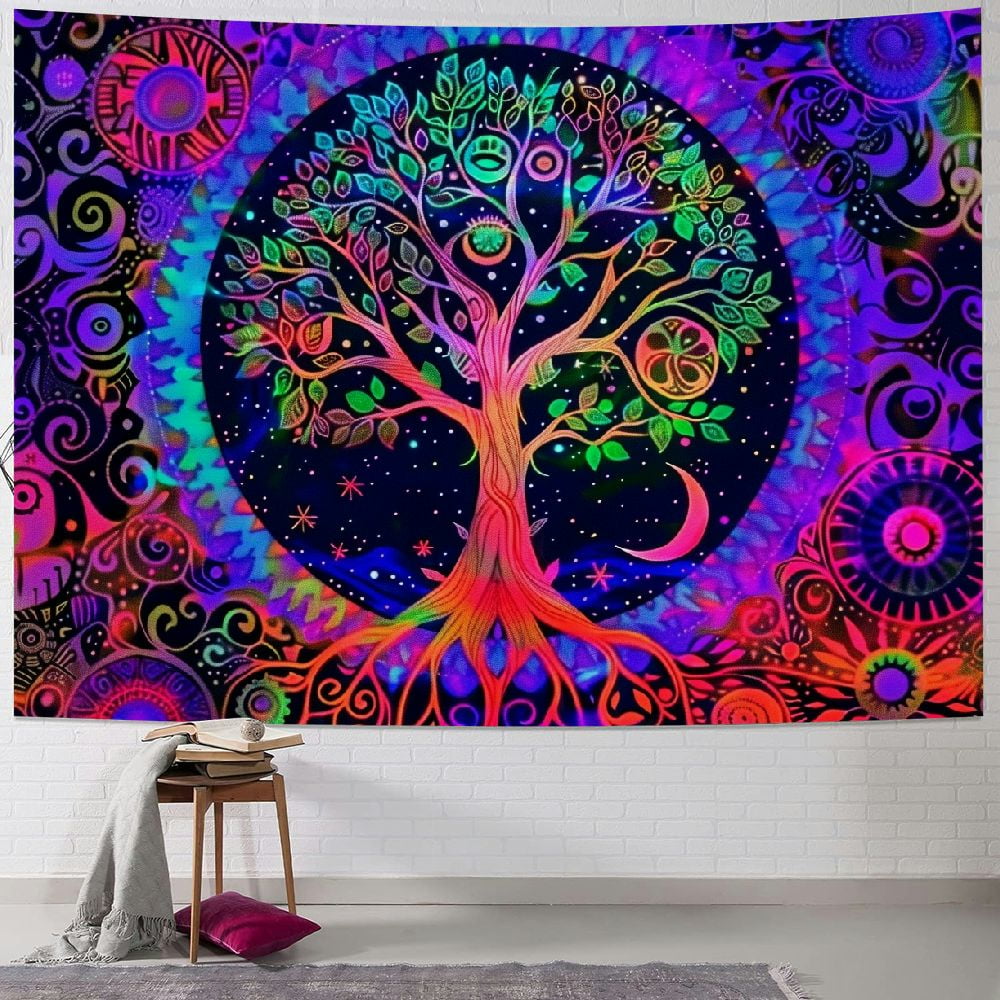 ONETECH Tree of Life Tapestry Trippy Sun and Moon Tapestry Galaxy Space ...