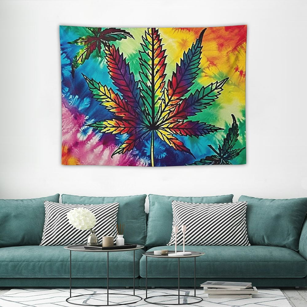 ONETECH Trippy Cool Weed Tapestry for Men, Psychedelic Cannabis Leaf ...
