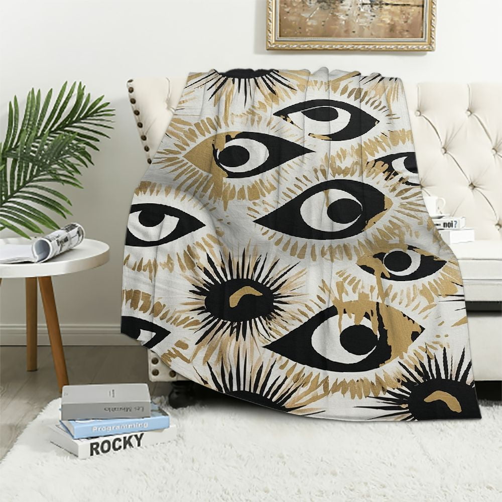 ONETECH Trippy Soft Flannel Throw Blanket, Woman Eyes with Eyelash ...