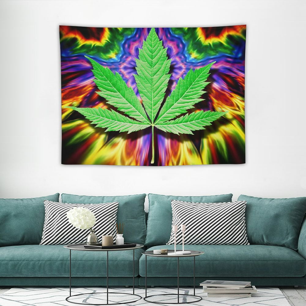 FUMJ Trippy Tapestry Psychedelic Weed Tapestry Marijuana Weed Leaf Wall Tapestry Hippie Art ...