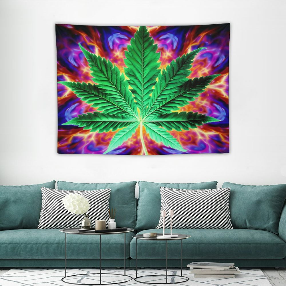 FUMJ Trippy Tapestry Psychedelic Weed Tapestry Marijuana Weed Leaf Wall Tapestry Hippie Art ...