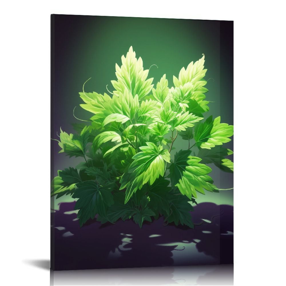 ONETECH Tropical Botanical Plant Canvas Wall Art, Watercolor Green Leaf ...