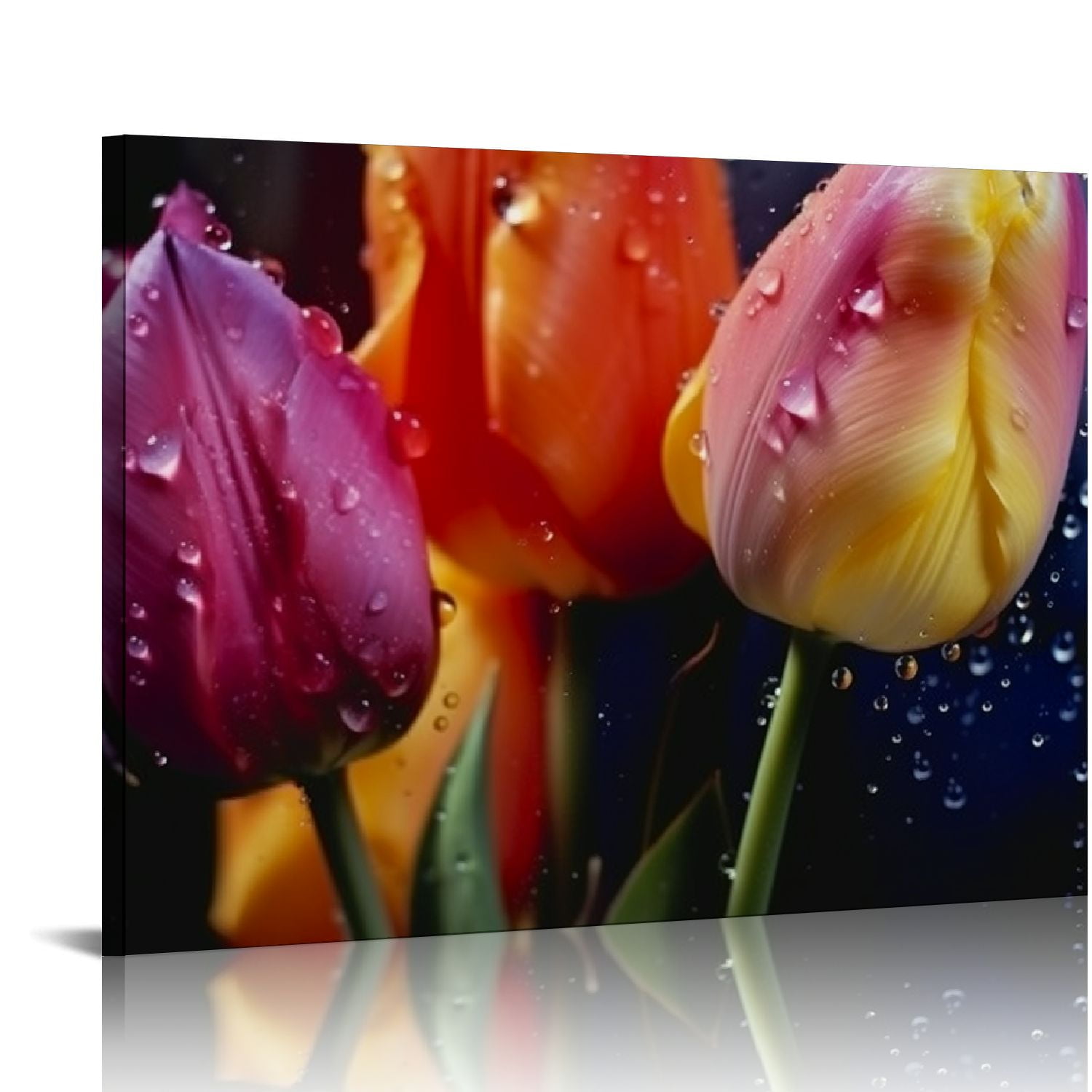 ONETECH Tulip Flower Canvas Wall Art Colorful Tulips Painting Print ...